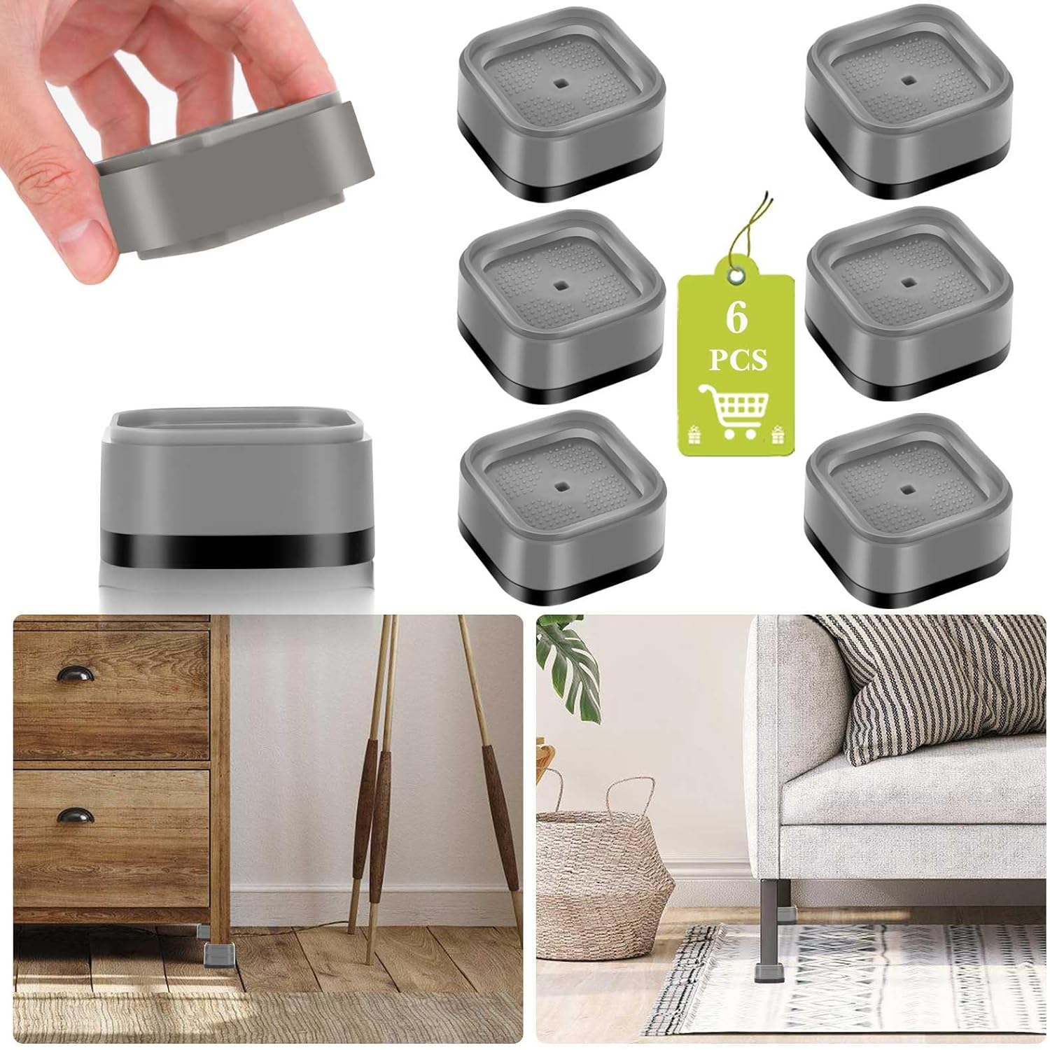 Amazon.com: Yookwutar 6 Pack Furniture Risers 1 Inch, Adjustable Bed ...