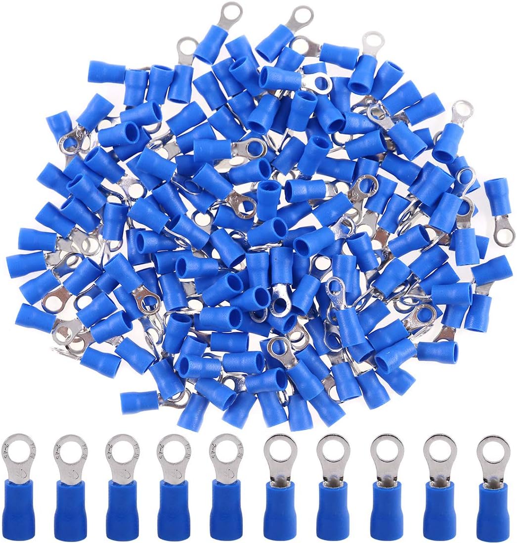 Amazon.com: Hilitchi 100Pcs 16-14AWG Insulated Terminals Ring ...