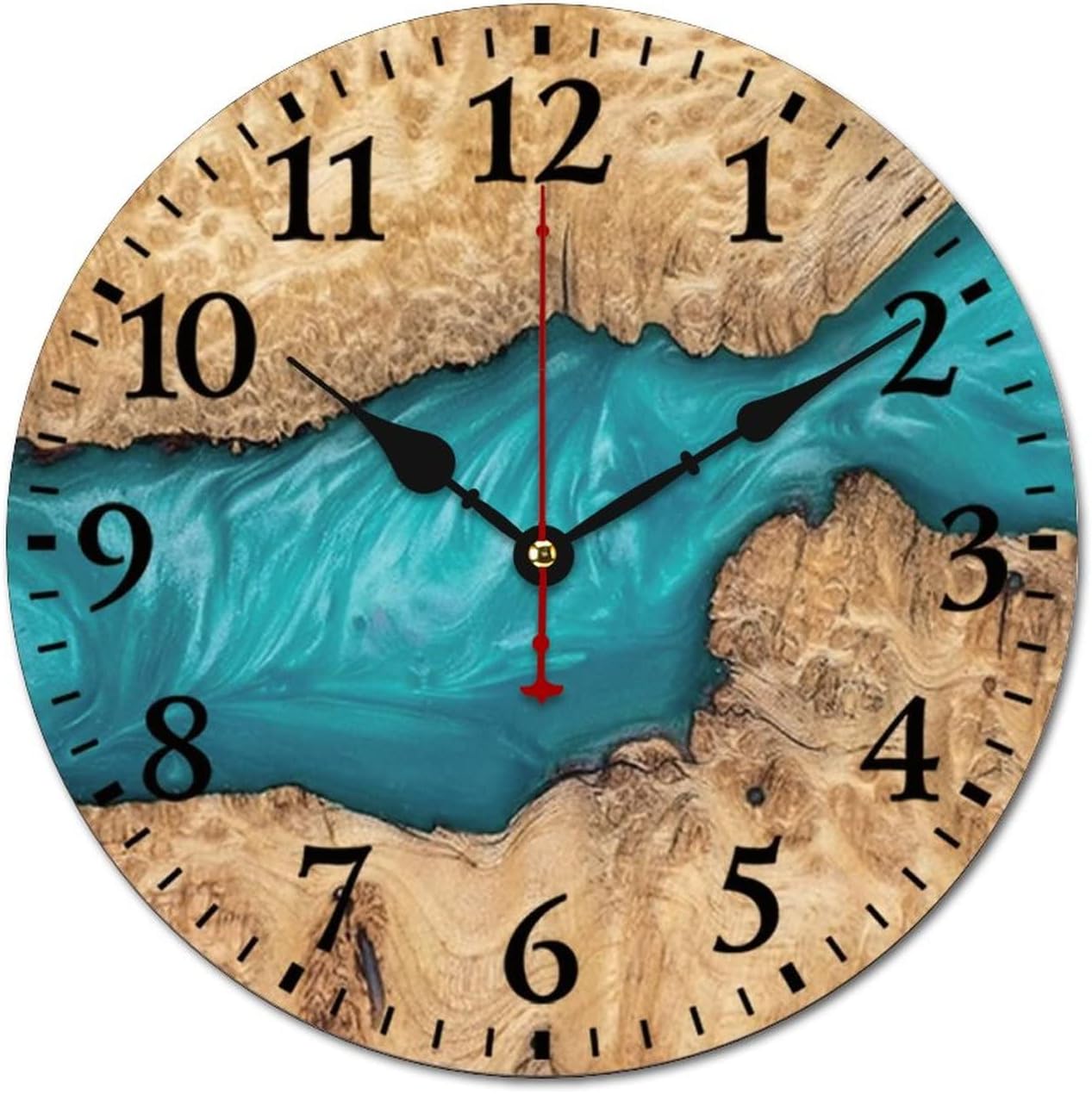 Amazon.com: Wooden Wall Clocks Epoxy Resin Round Decorative Clock ...