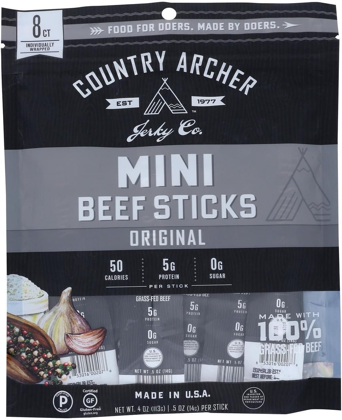 Amazon.com: Country Archer Mini Beef Sticks Original Flavor - 56 ...