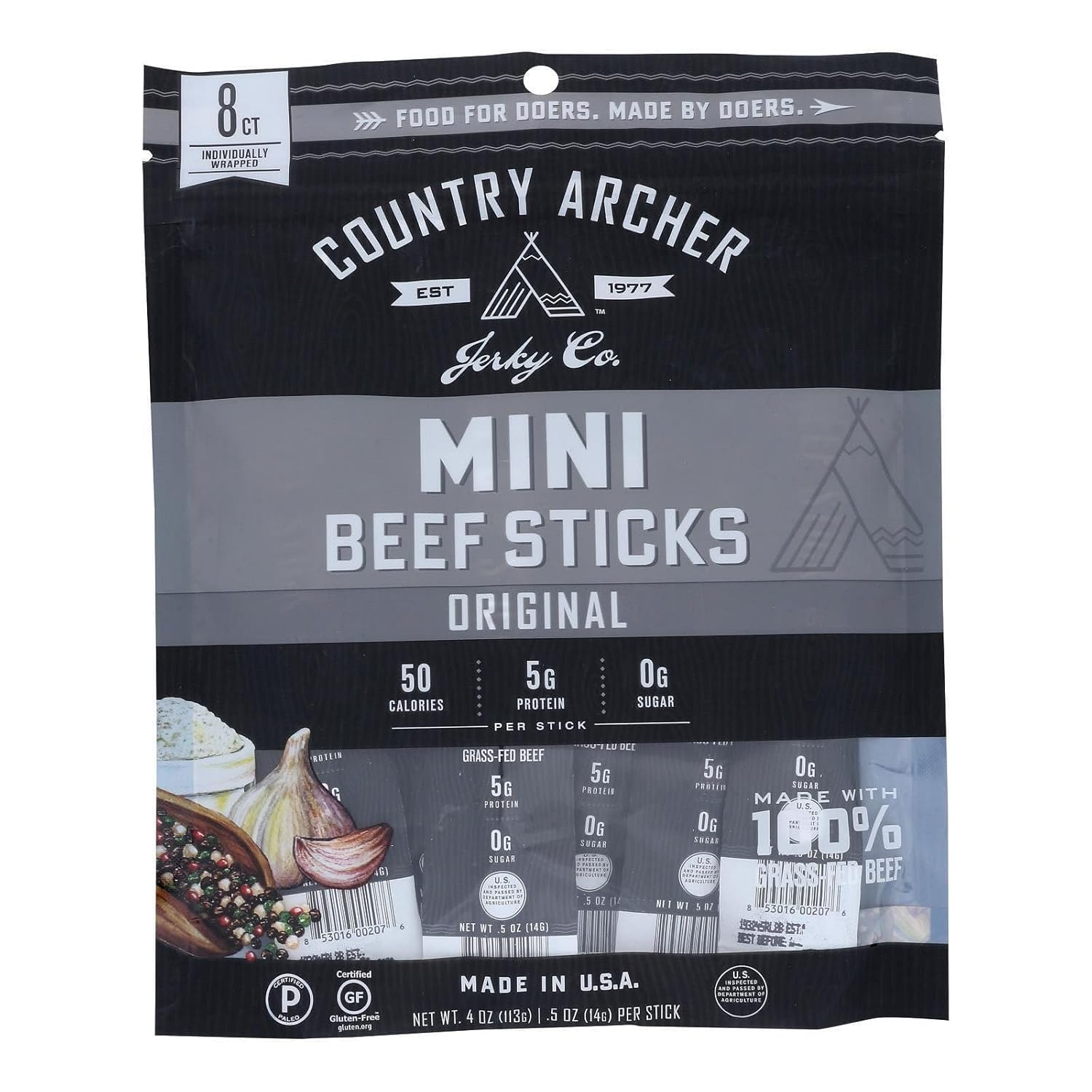 Amazon.com: Country Archer Original Mini Beef Sticks, 4 OZ : Grocery ...
