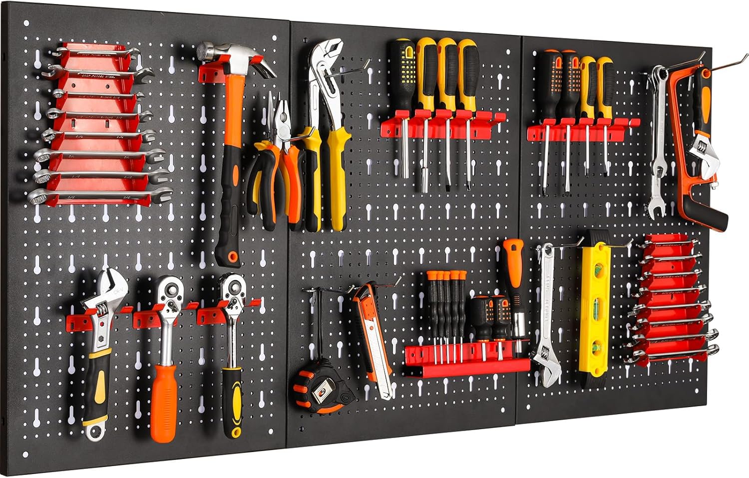 LIFERUN Garage Tool Rack/Organiser, 117 x 55 cm Wall Mounted Pegboard ...