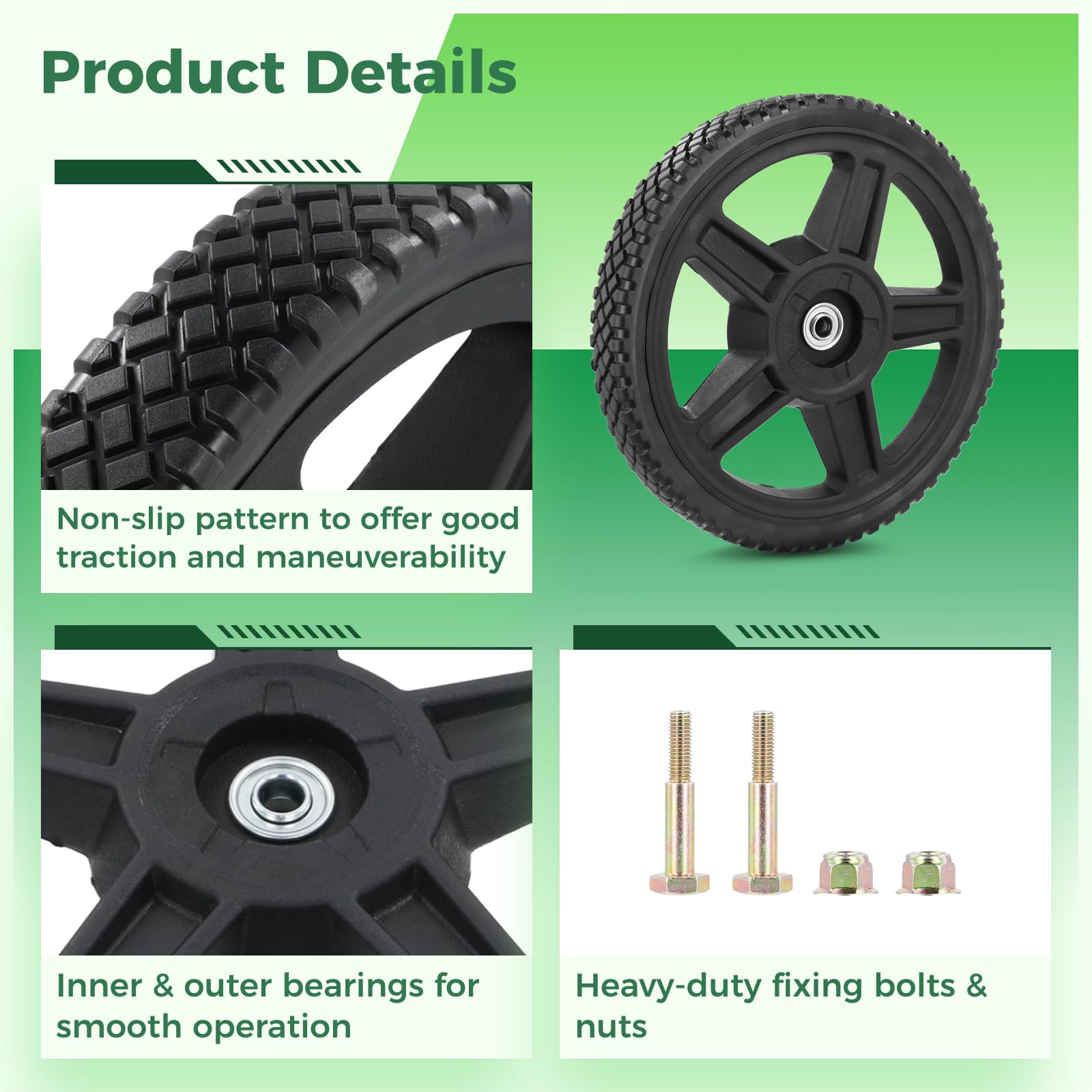 Snapklik.com : 2 Pack 12 Inch Lawn Mower Wheels, Universal Fit Electric ...