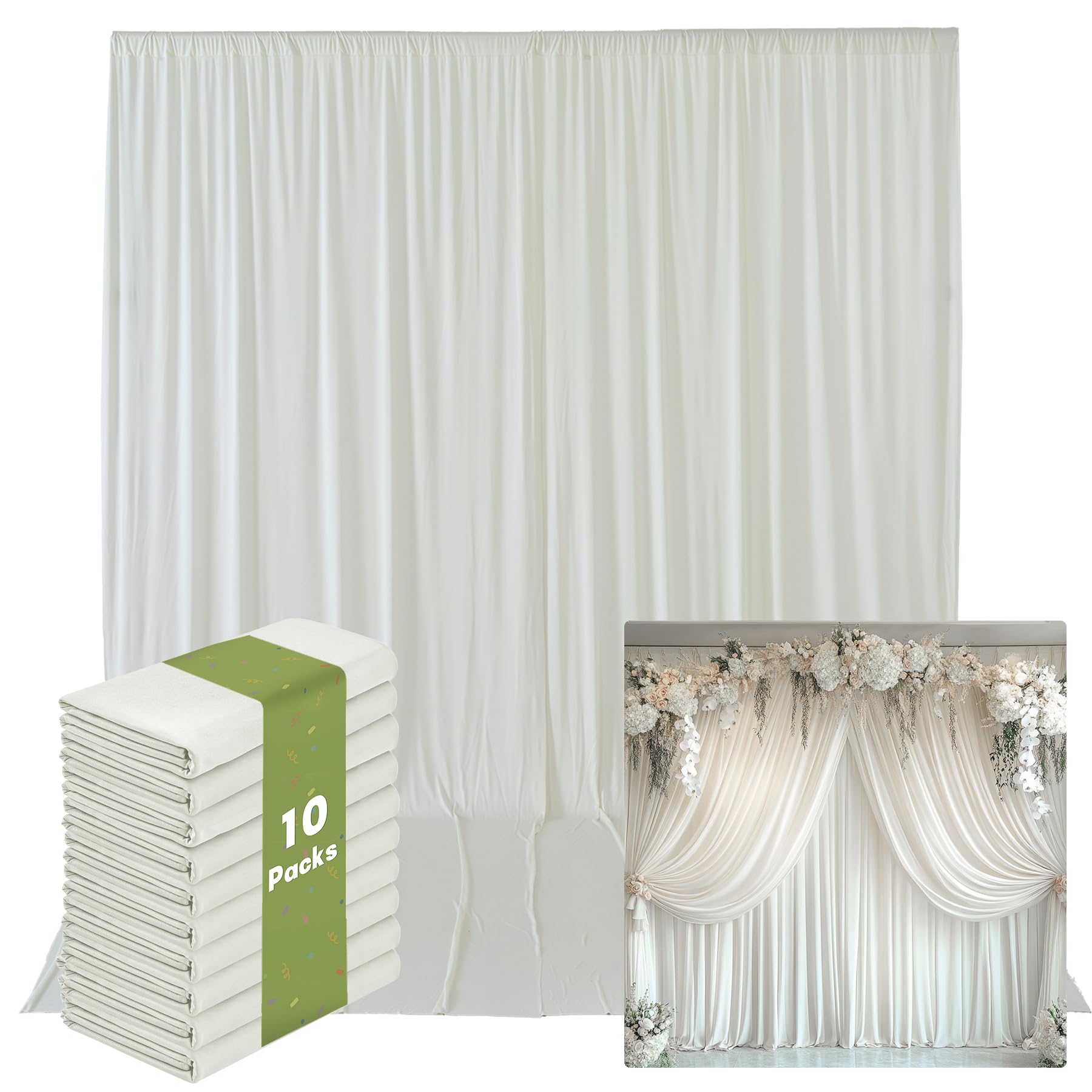 Amazon.com: 50ftx14ft Ivory Backdrop Curtains for Wedding-Wrinkle Free ...