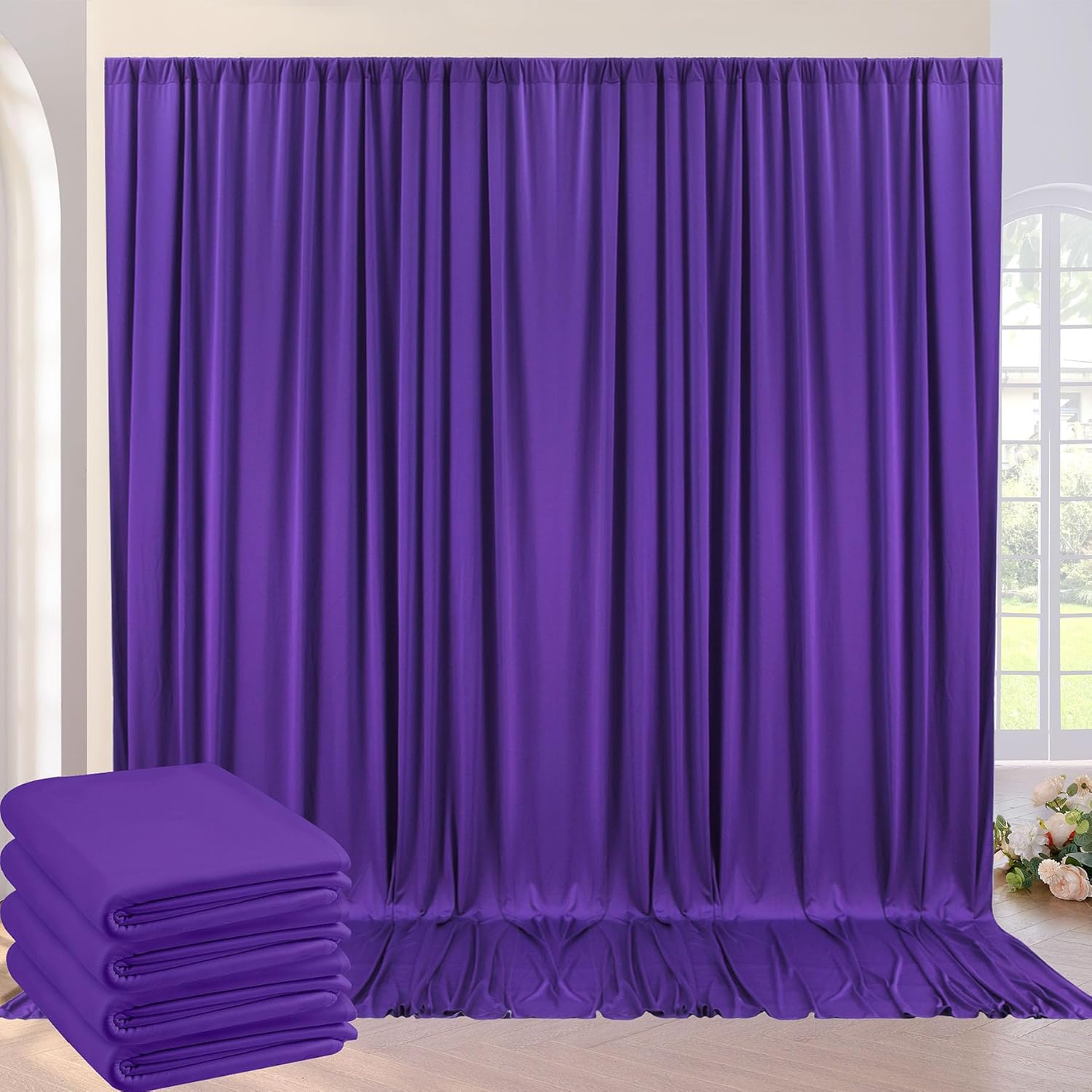 Amazon.com : 20ft×10ft Wrinkle Free Dark Purple Backdrop Curtain for ...