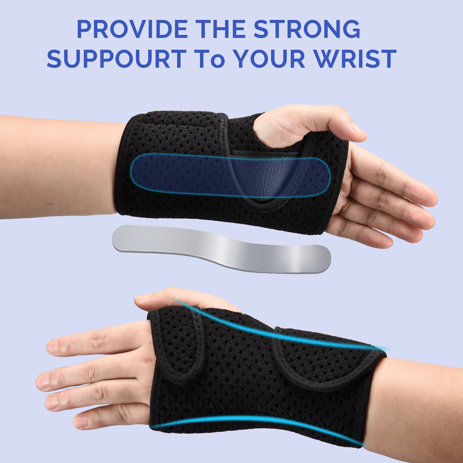 Metal Splint Brace Carpal Tunnel Wrist Brace With Metal Splint - Night ...