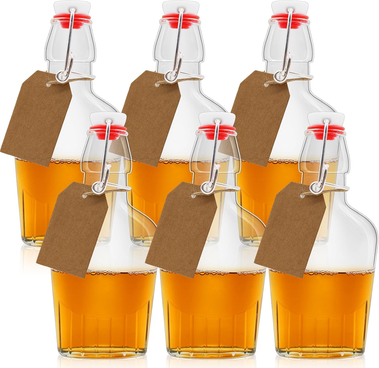 Amazon.com | 6 Pcs Glass Flask With Swing Top 5 Oz Pocket Flask Clear ...