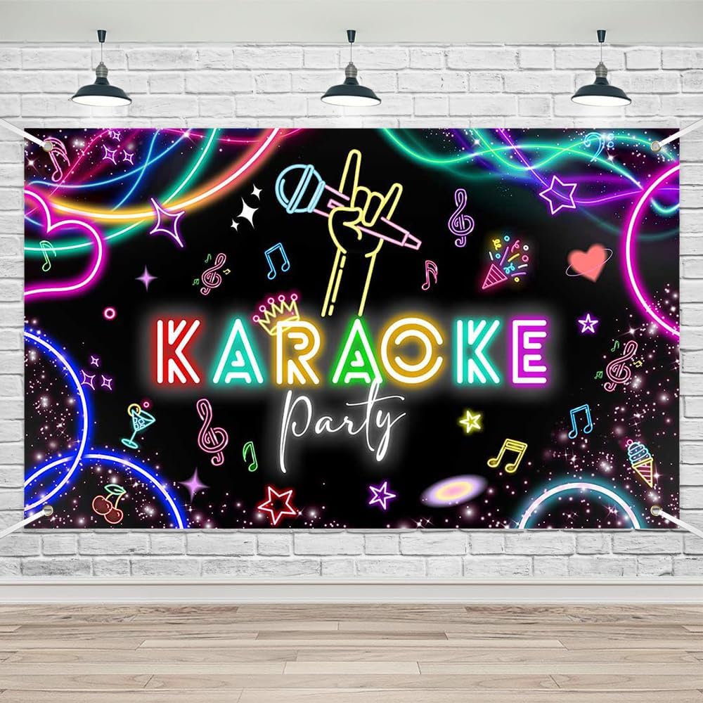 Amazon.com : Lofaris Karaoke Party Backdrop – Music Disco Theme ...