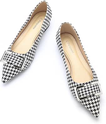 Amazon.com | C.Paravano Pointed Toe Flats Women's Leather Ballet Flats ...