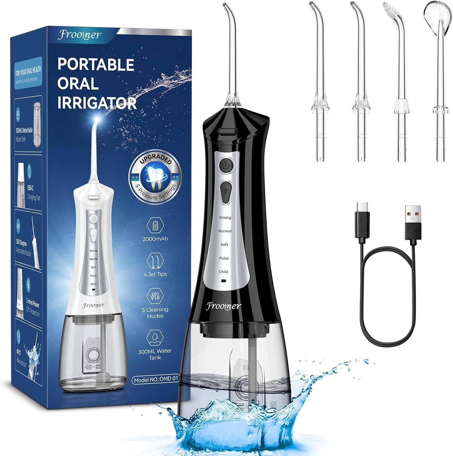 Amazon.com: Water Flosser for Teeth Cordless, 300ML Powerful Water ...