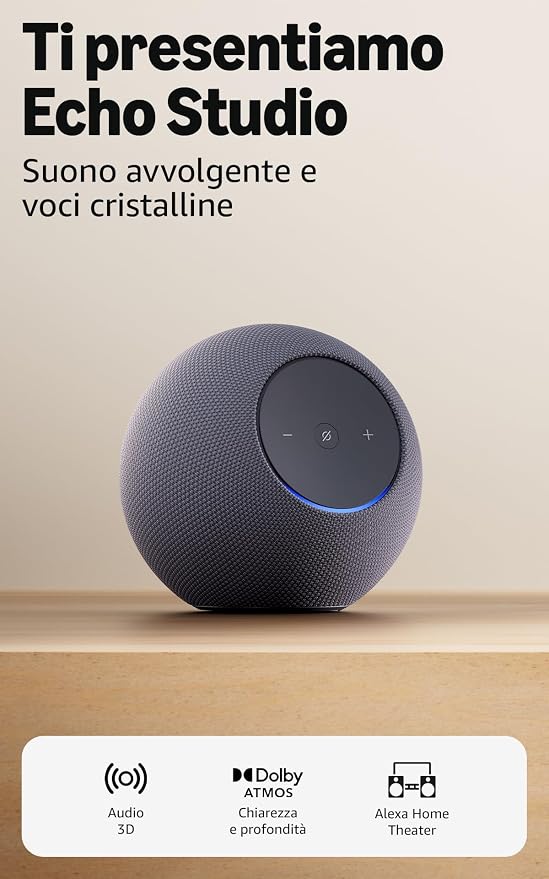Amazon Echo Studio (ultimo modello), design compatto, audio 3D ...