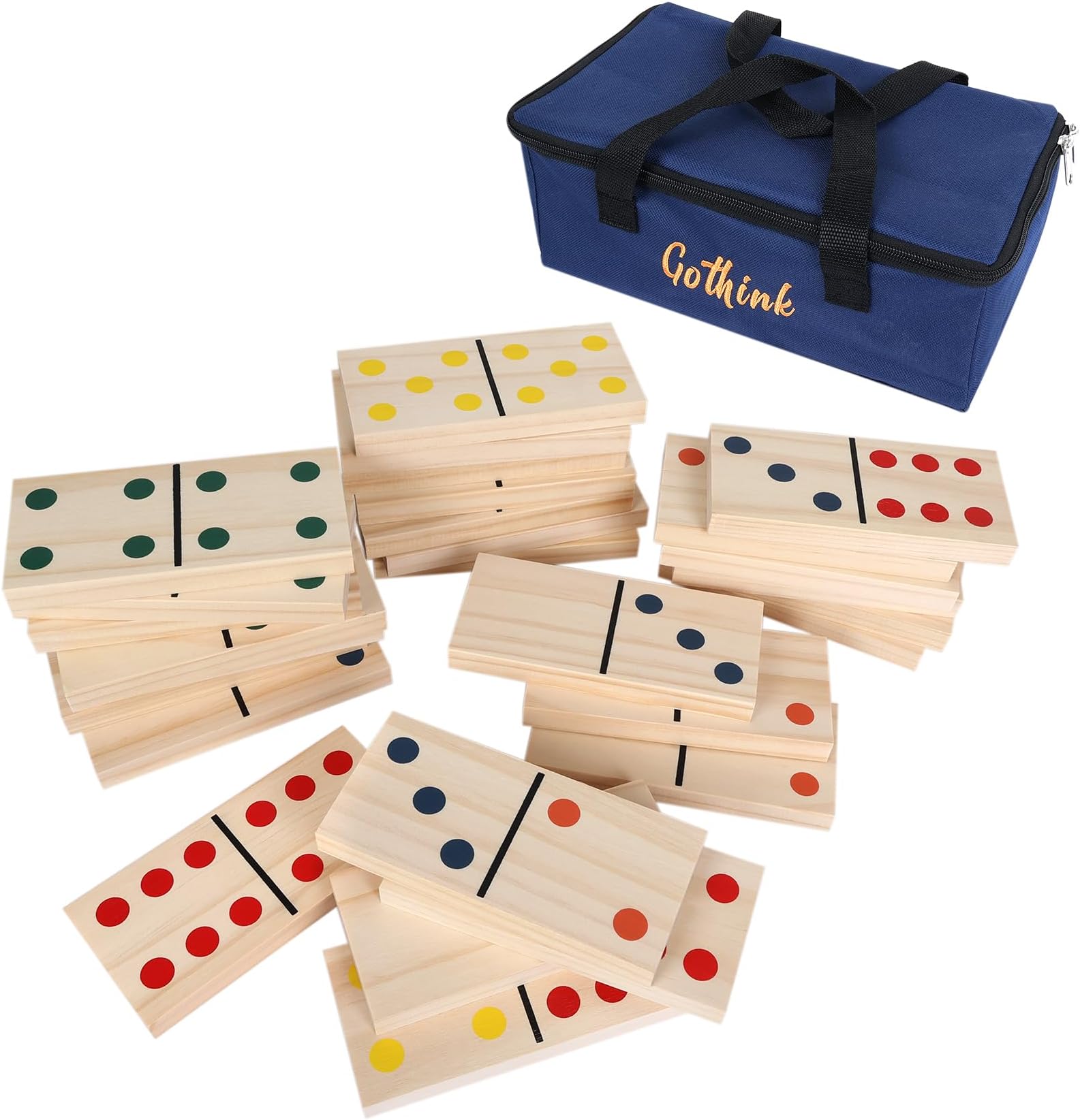 Amazon.com : Hey! Play! Giant Wooden Dominoes Game Set (28 Piece ...
