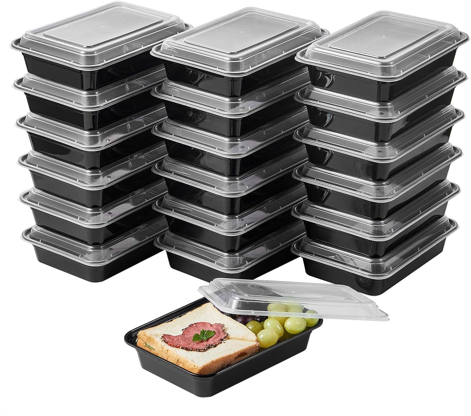 Amazon.com: FULING 150 Pack Meal Prep Plastic Food Storage Containers With Lids 28 oz 1 ...