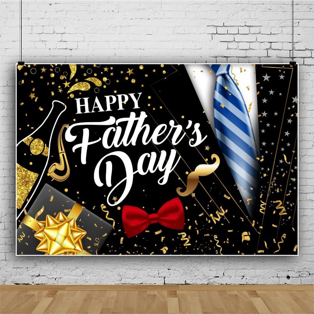 Amazon.com : 7x5ft Father's Day Backdrop Black and Gold Happy Father's ...