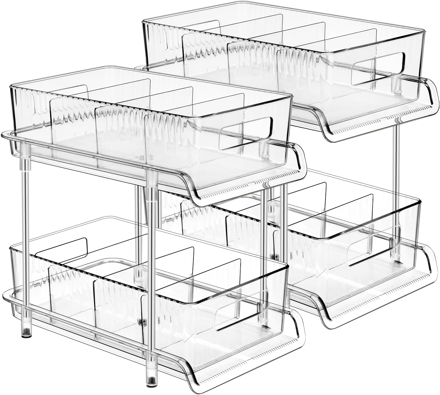 Amazon.com: TW SHINE 2 Tier Storage Organizer with Dividers, Clear ...