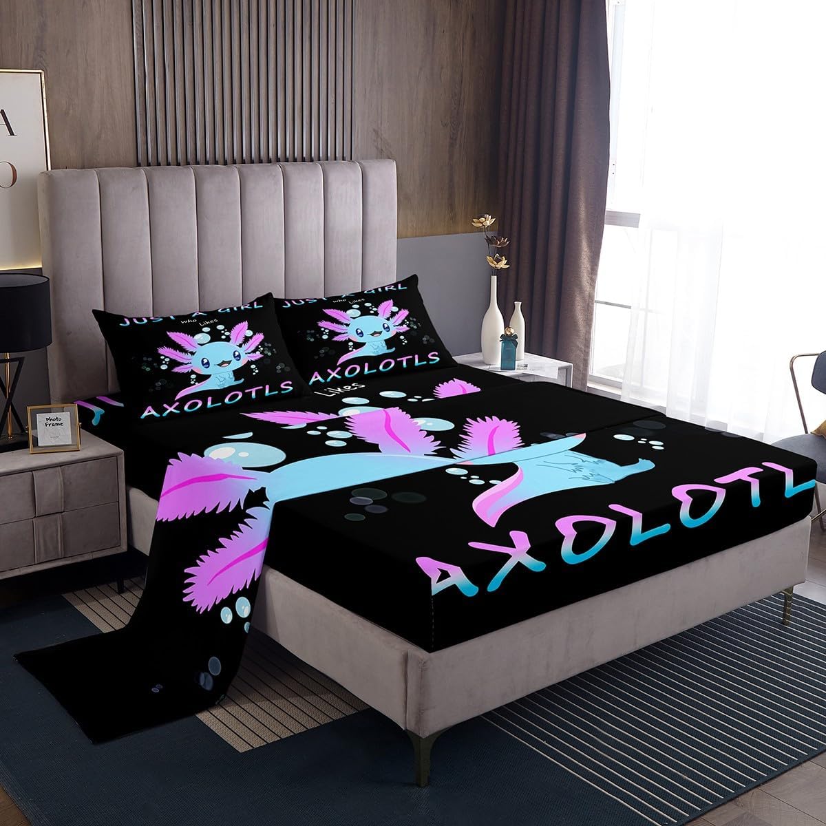 Amazon.com: Feelyou Axolotl Bed Sheets Set Cute Salamander Sheets with ...