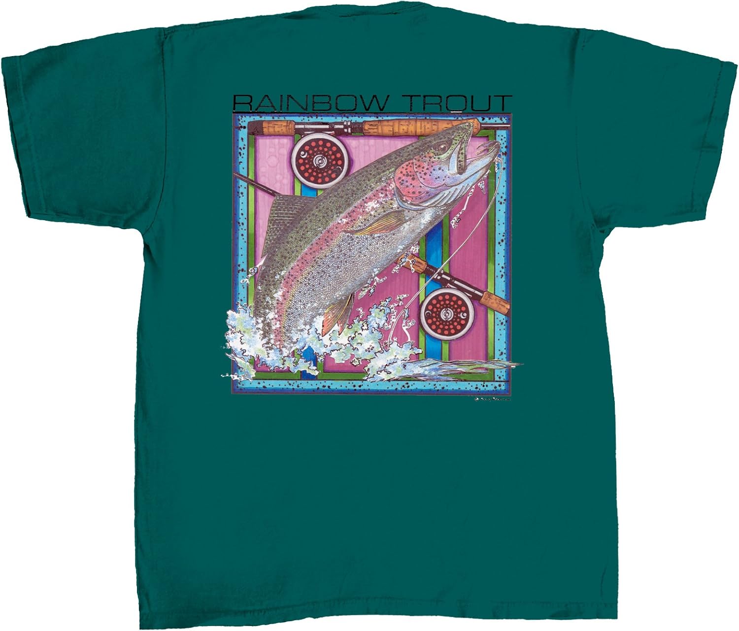 Amazon.com : Flying Fisherman Native Angler Rainbow On Fly Tee (Oceana ...