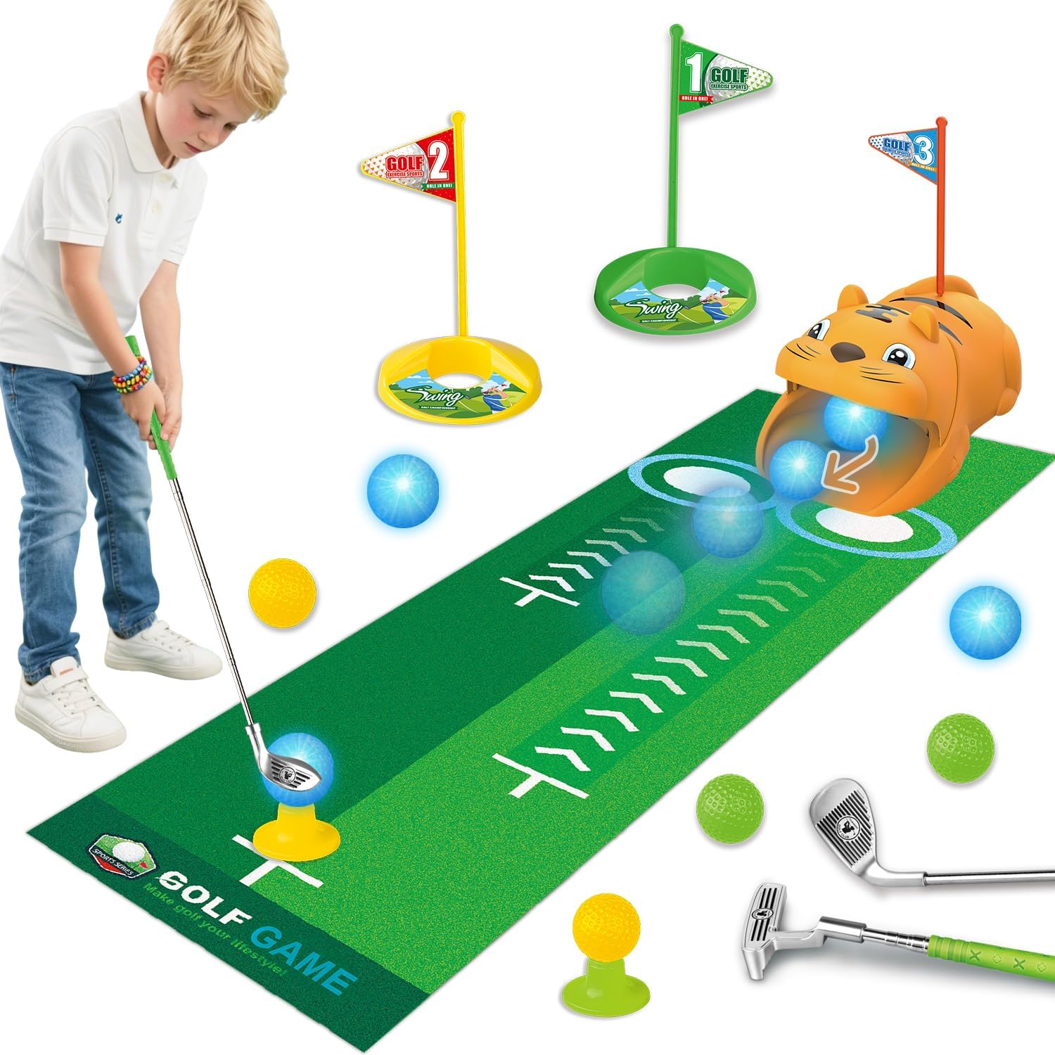 Fistone Kids Toy Golf Set, with Automatic Golf Returner, Golf Balls ...