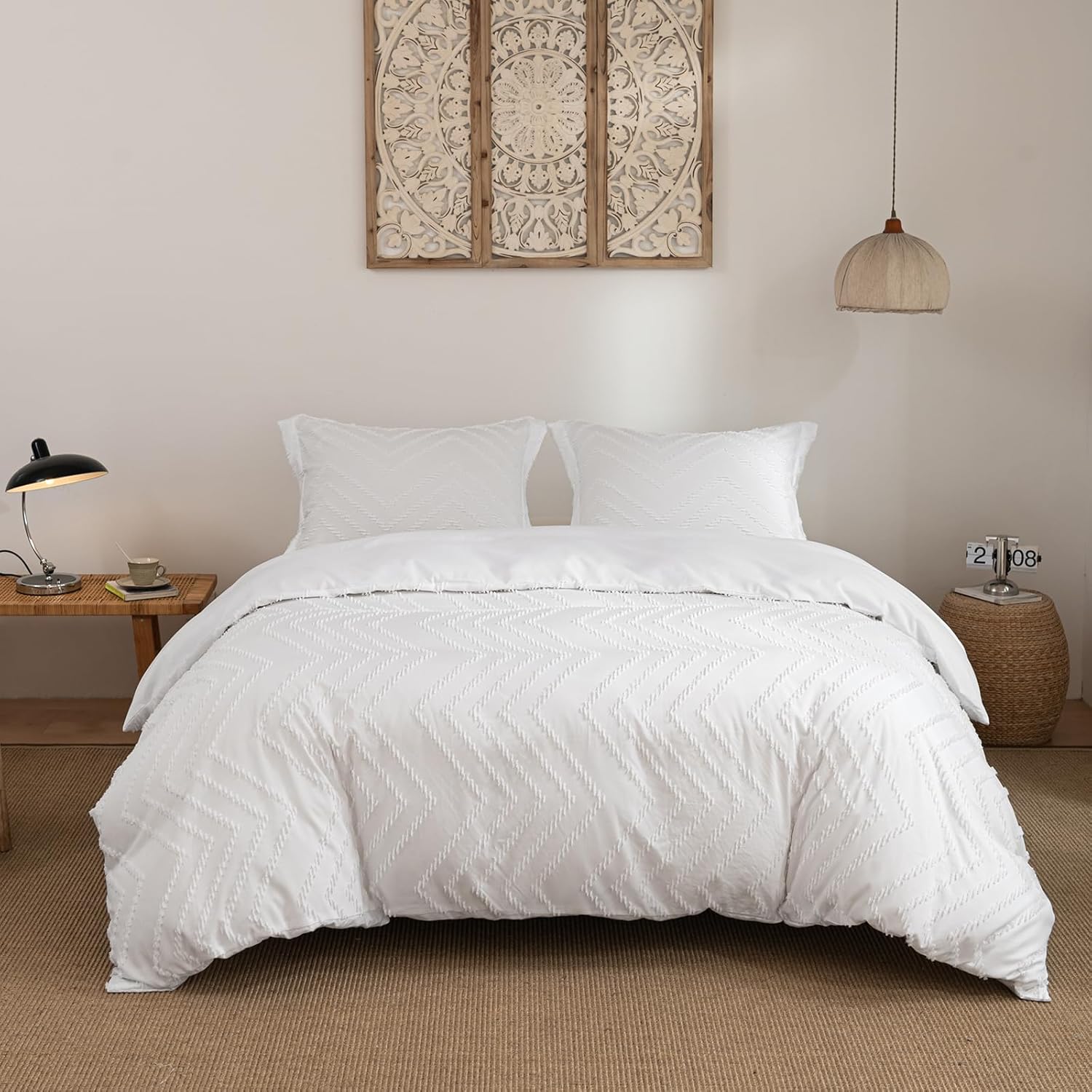 Amazon.com: TSUTOMI Boho Duvet Cover Set, Tufted Bedding Duvet Covers ...