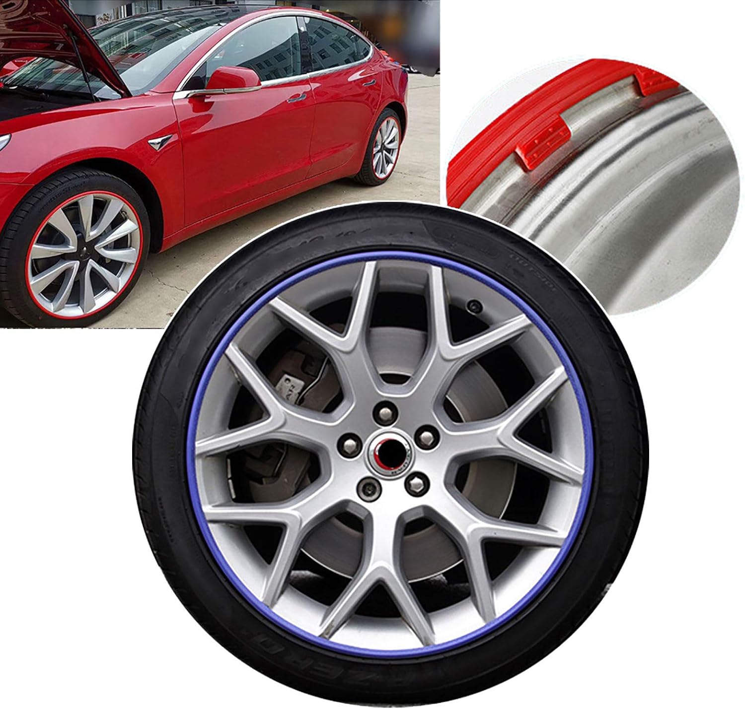Amazon.com: Car Wheel Rim Protectors, for Te-s-la Mo-d-el 3 (2017-2021 ...