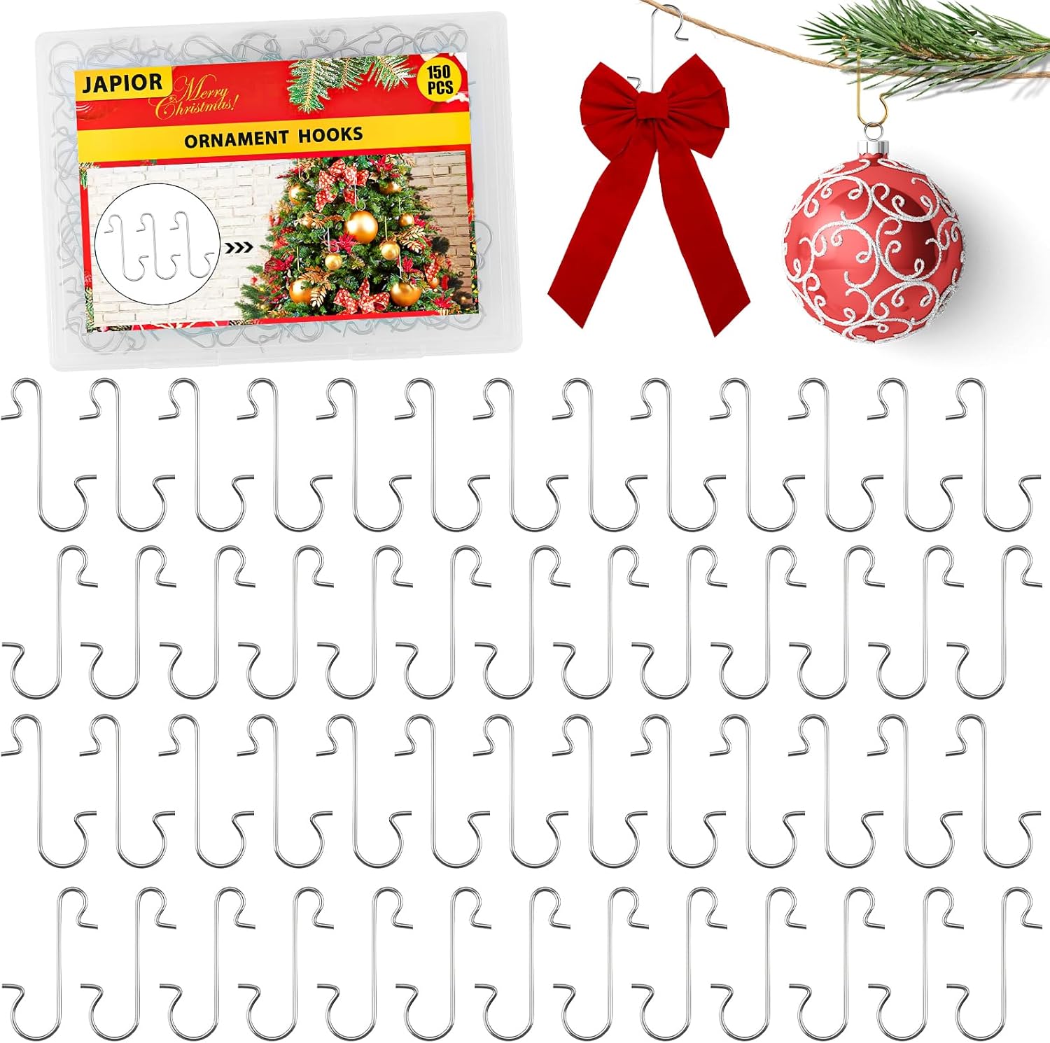 Amazon.com: 150 Pcs Ornament Hooks Christmas Ornament Hooks S-Shaped ...