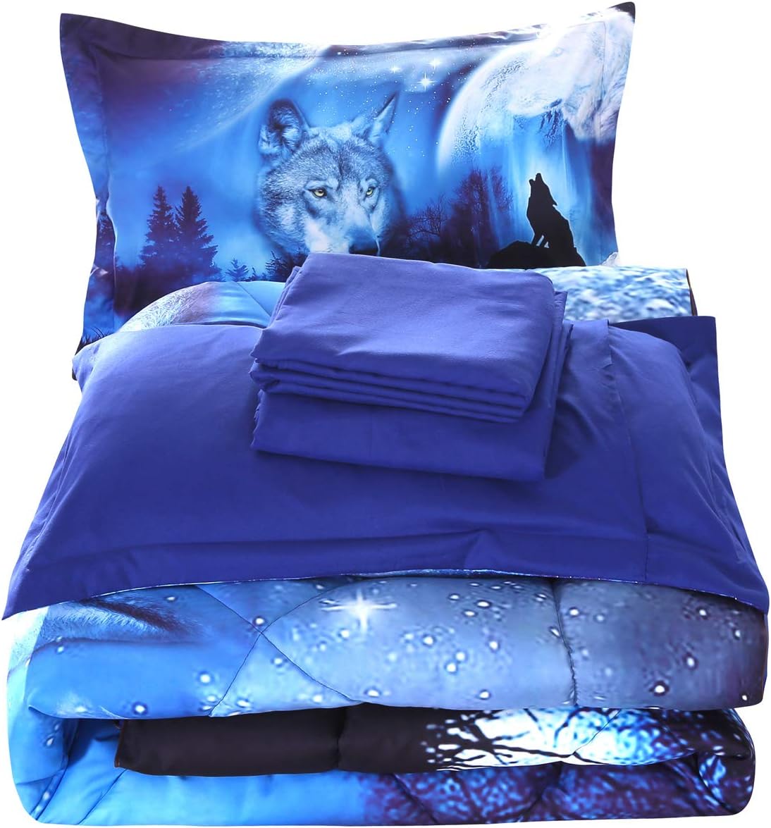Amazon.com: Wowelife Wolf Comforter Sets Full 5 Piece Wolf Bedding Set ...
