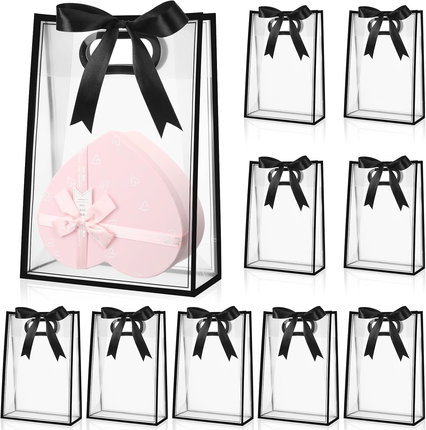 Amazon.com: Aliceset 12 Pcs Clear Plastic Gift Bag with Die Cut Handles ...
