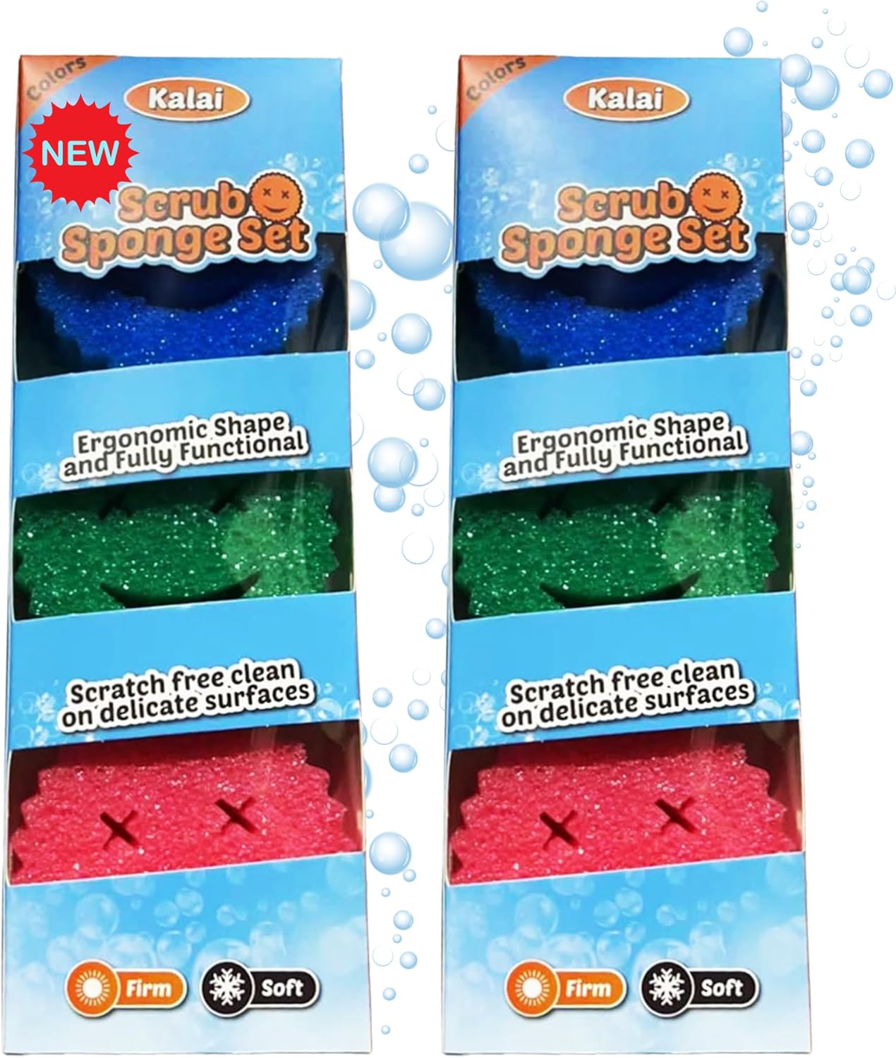 Kalai Dish Scrubber – Smiley Dish Sponge | Odor Resistant & Non-Scratch ...