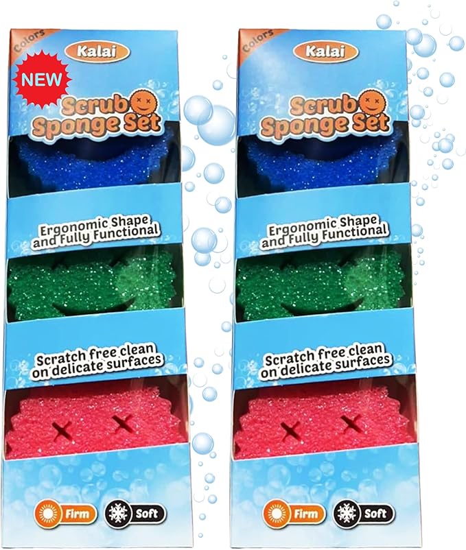 Kalai Dish Scrubber – Smiley Dish Sponge | Odor Resistant & Non-Scratch ...