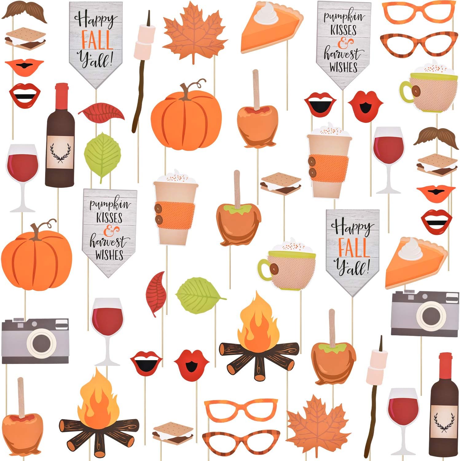 Amazon.com: 52 Pieces Happy Fall Yall Photo Booth Props Kit ...