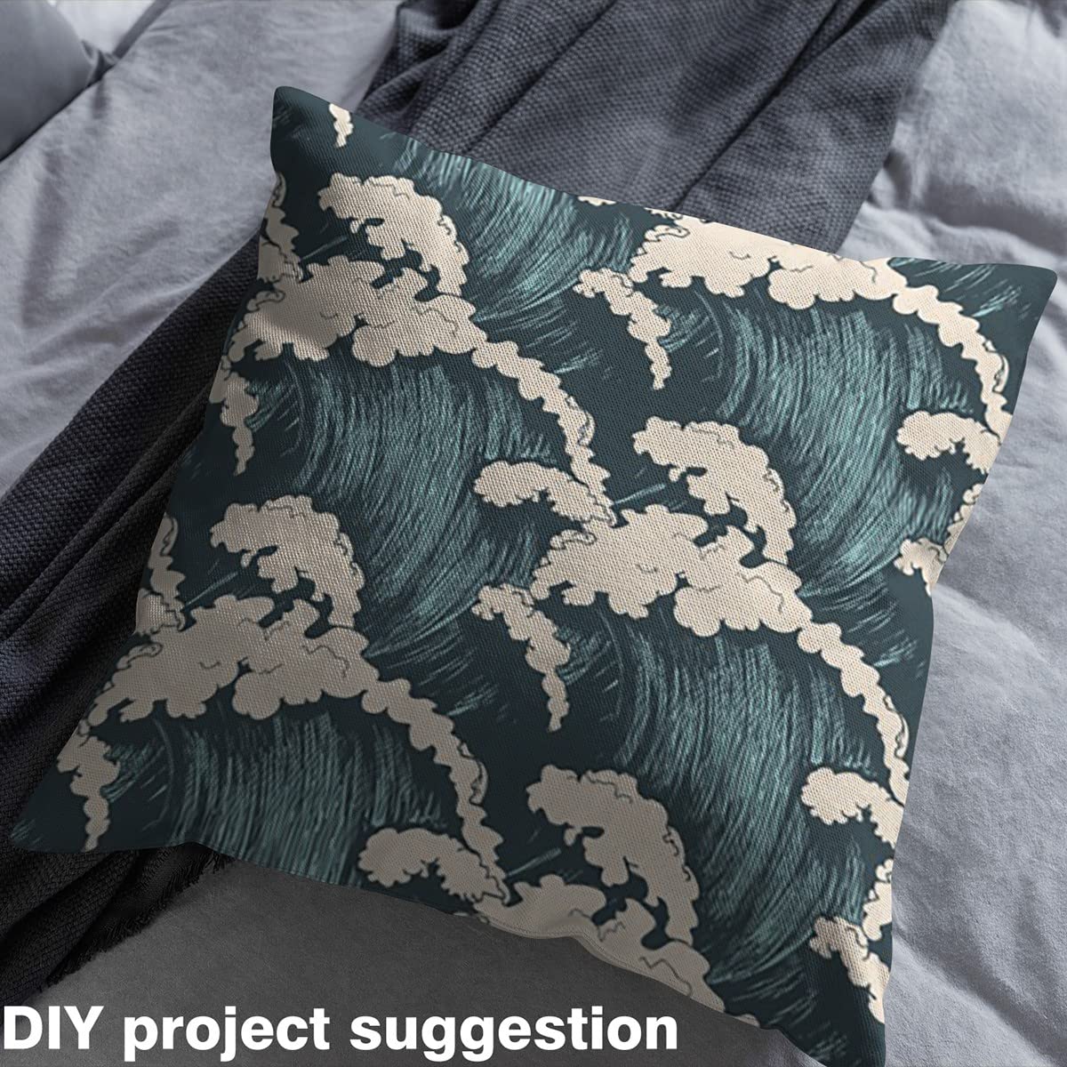 Snapklik.com : Japanese Wave Upholstery Fabric By The Yard, Ocean ...