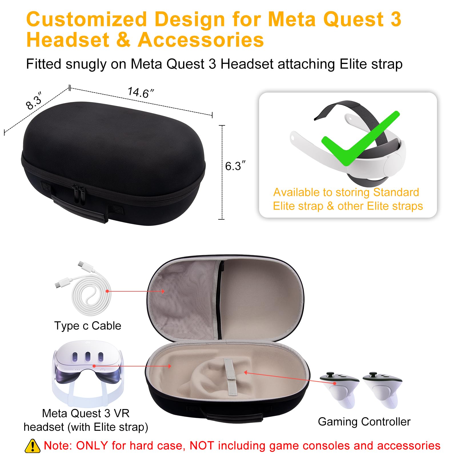 Snapklik.com : XINGFUDAO Carrying Case For Meta Quest 3 VR Headset ...