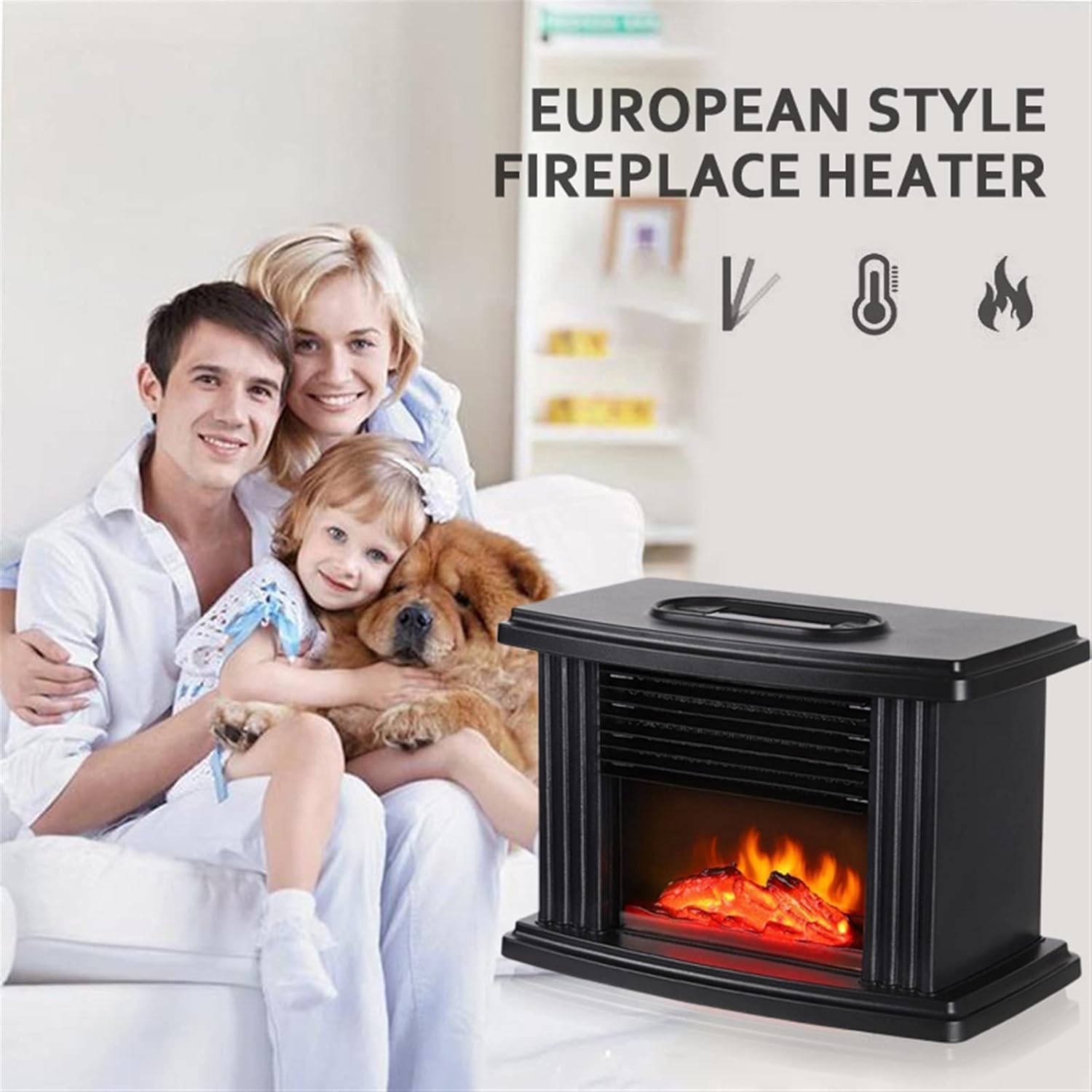 ADOORO Electric Fireplace Electric Fireplace Log Burning Fire Flame ...