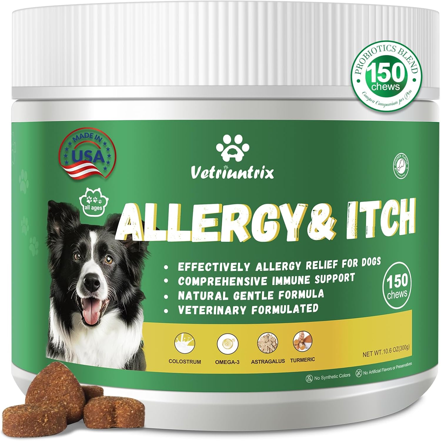 Amazon.com : Vetriuntrix Dog Allergy Chews, Dog Itch Relief Chews for ...
