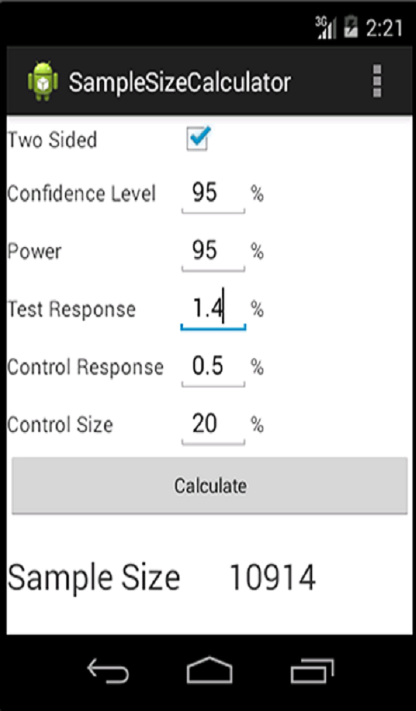 Sample Size Calculator - App on Amazon Appstore