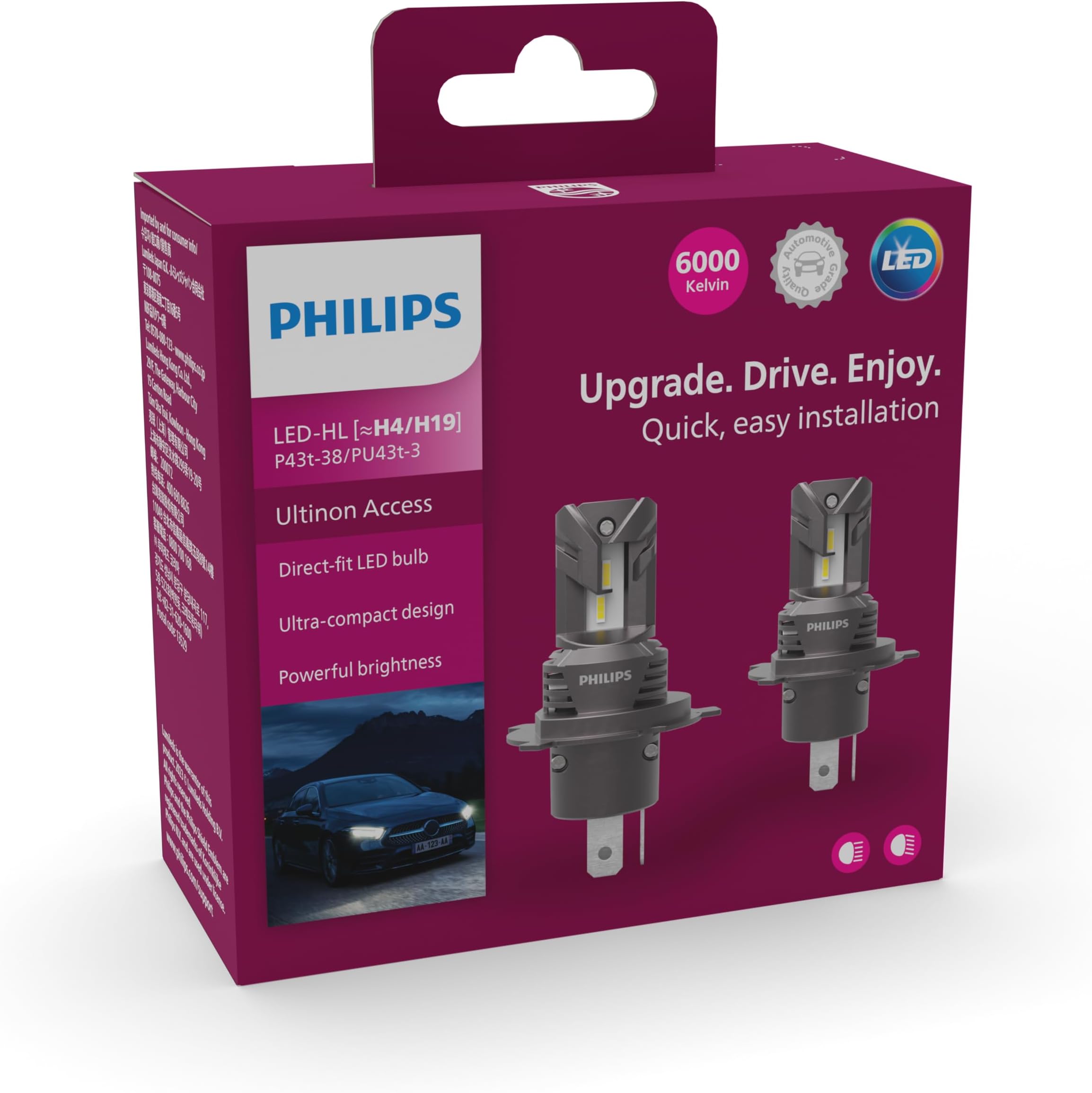 Philips HB3 HB4 LED Headlight, 6000K Automotive Bulb, Halogen Bulb ...