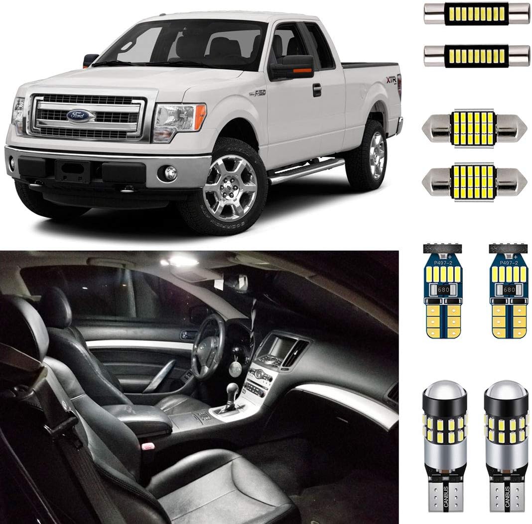 Amazon.com: AUTOGINE White Interior LED Lights Kit for Ford F150 F-150 ...