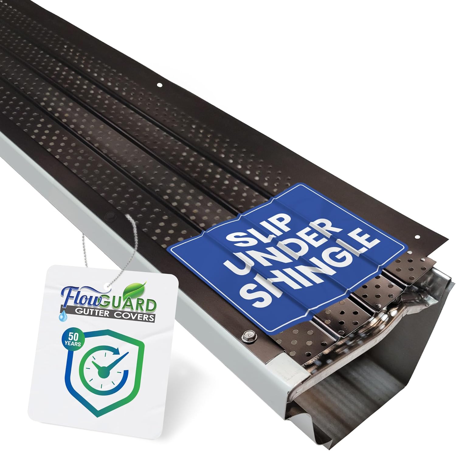 FlowGuard Slip Under Shingle Premium 50-Year Gutter Cover System ...