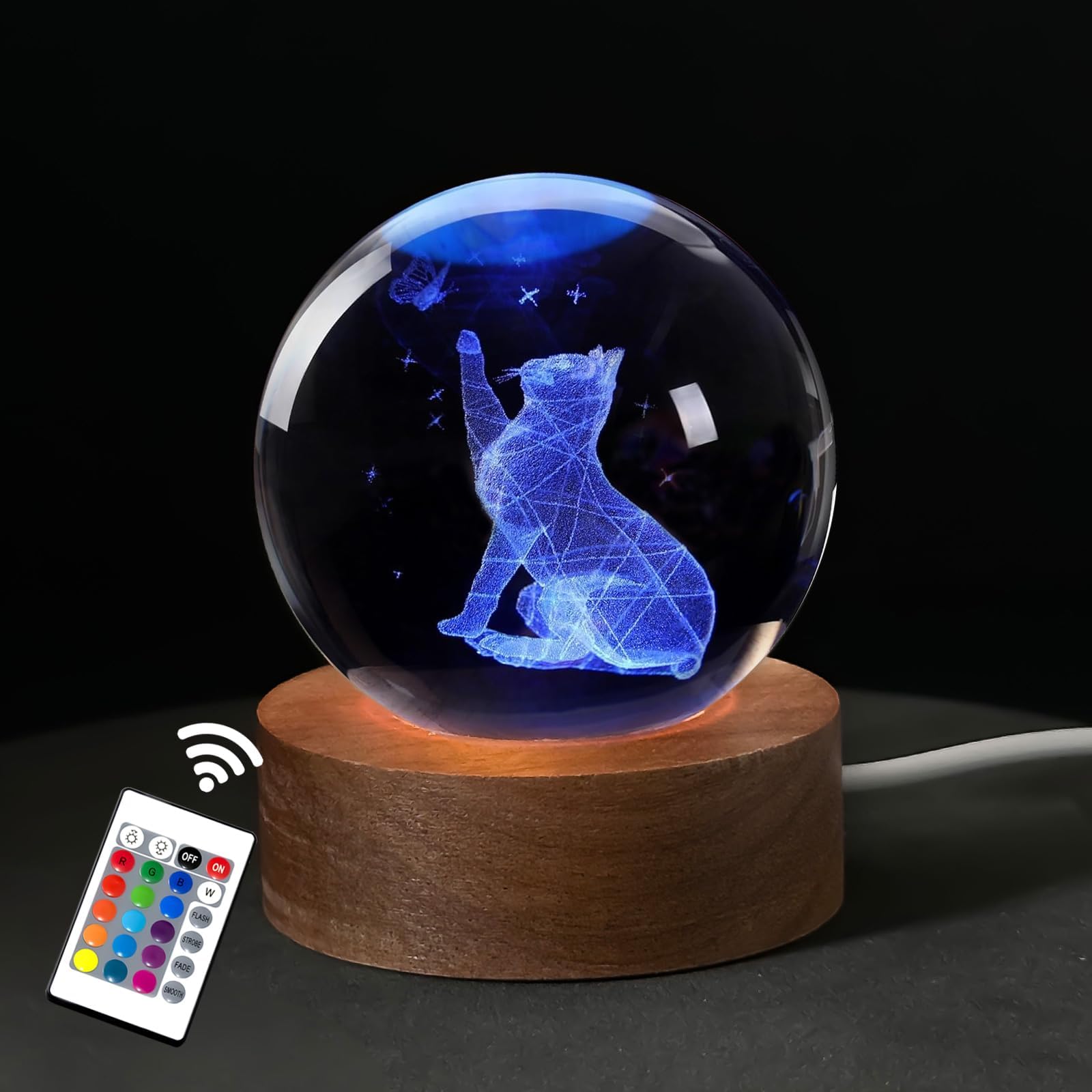 Amazon.com: 3D Crystal Ball Cat Figurines - Unique Cat Lover Gifts for ...