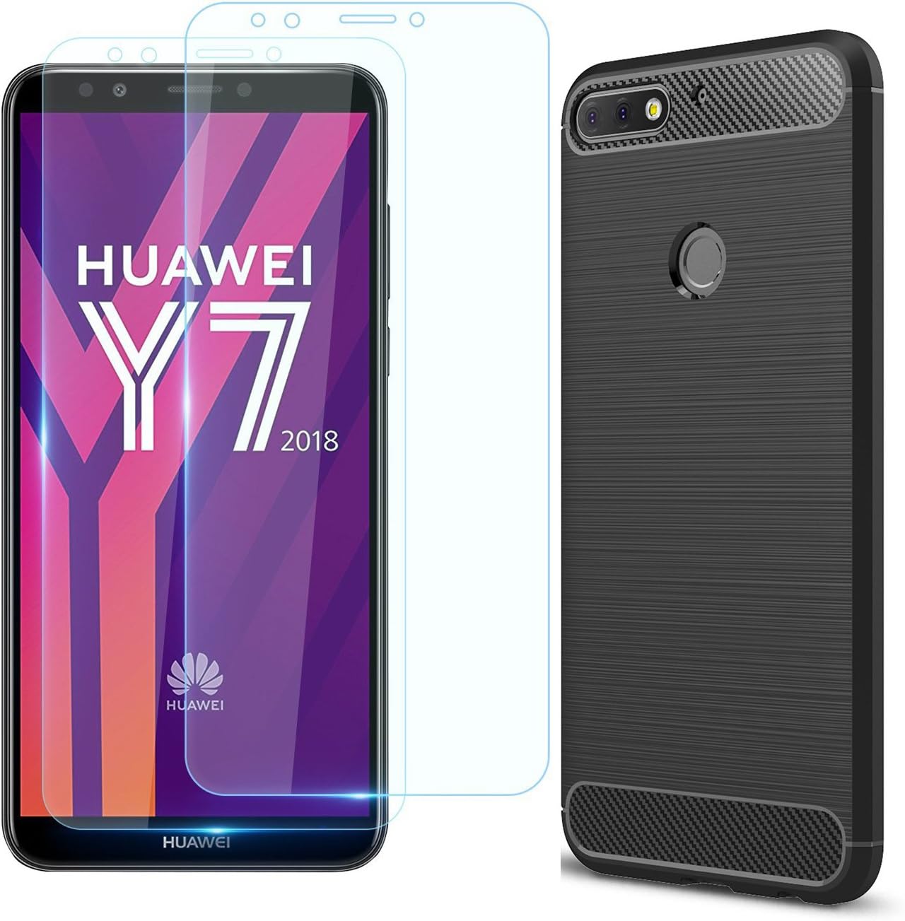 MYLBOO Case and Screen Protector For Huawei Y7 2018,[3 in 1] Soft Slim ...