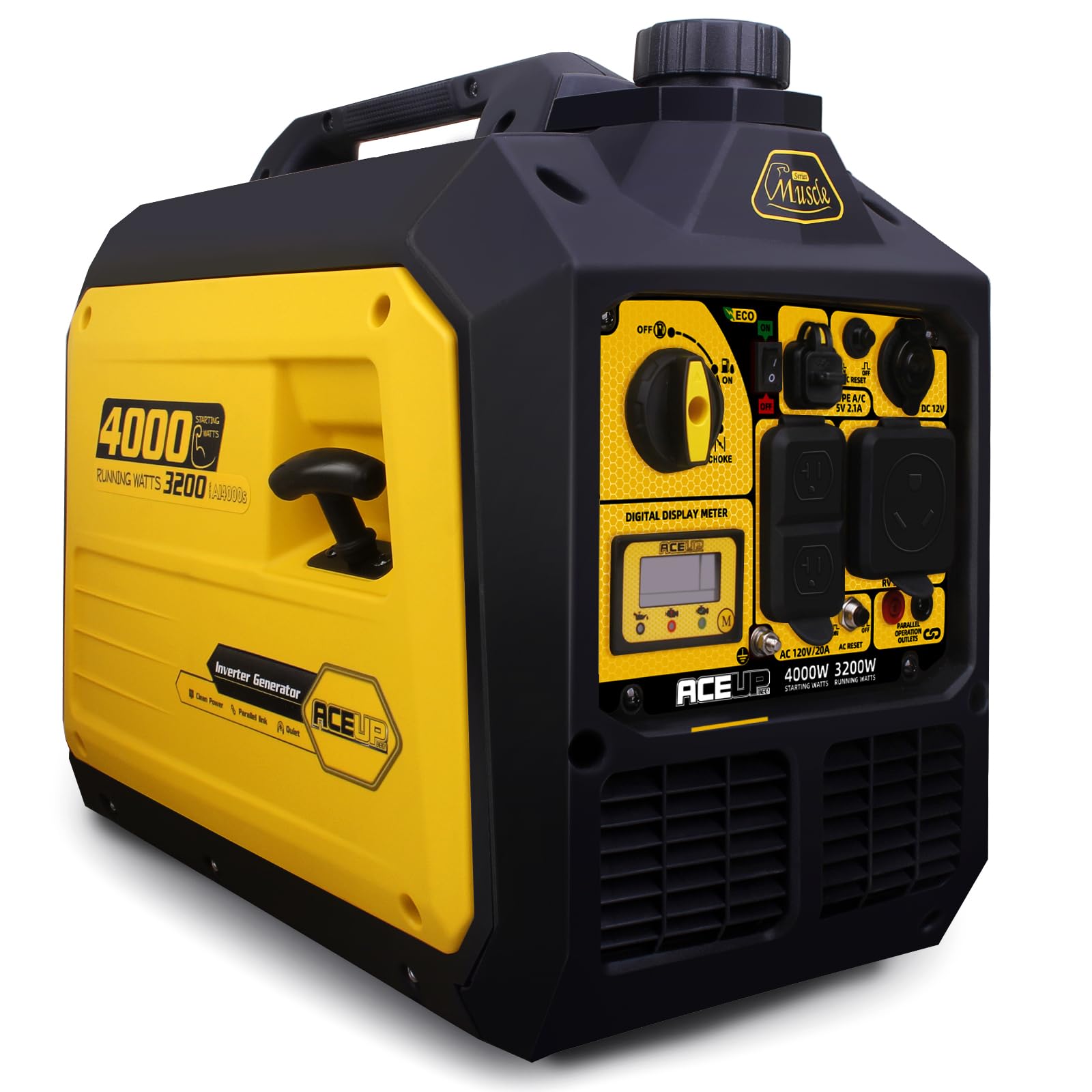 Aceup Energy 4000 Watt Portable Inverter Generator, Gas Powered ...