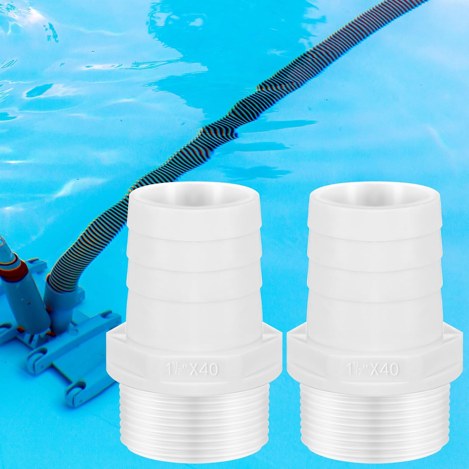 Amazon.com: Innconee 2 Pieces Pool PVC Fittings 1-1/2" Adapter Barbed ...