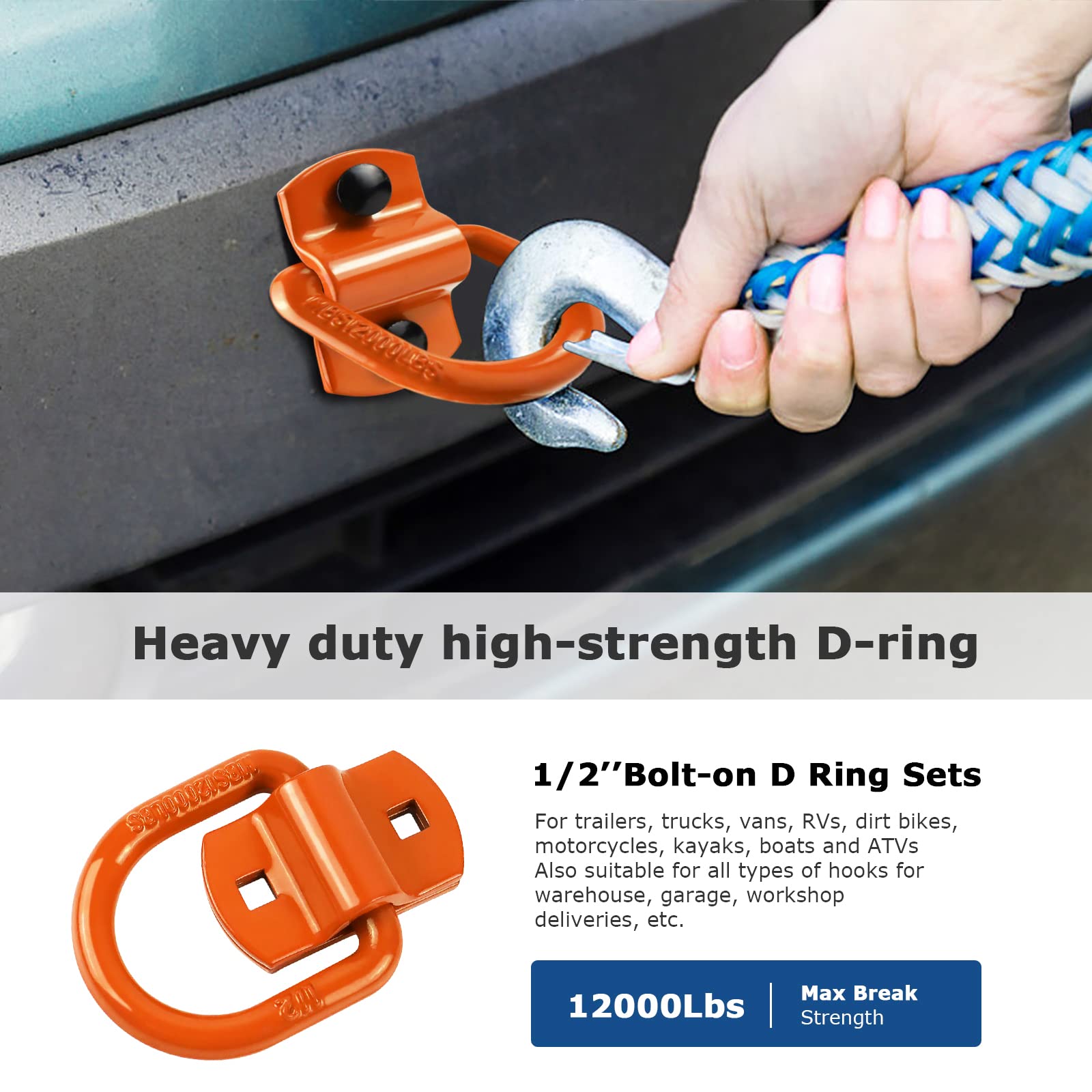 Snapklik.com : QYMOPAY 1/2" Trailer Tie-Down Anchor D-Ring Heavy Duty ...