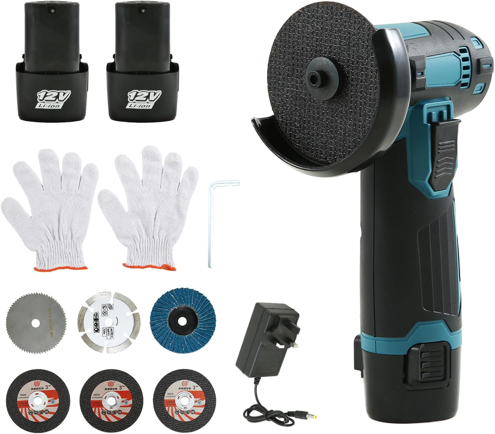 Mini Cordless Angle Grinder 12V Angle Grinder Tool with 6 Cutting Discs ...