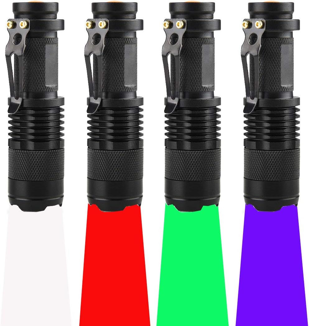 RaySoar (Pack of 4) 4 Color Light Single Mode Flashlight: Red Light ...