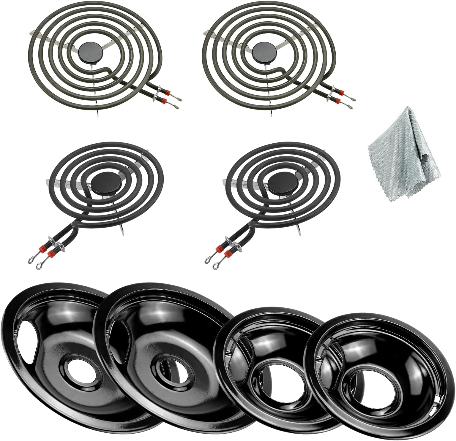 Amazon.com: W10196405 W10196406 Electric Stove Burner Drip Pans ...