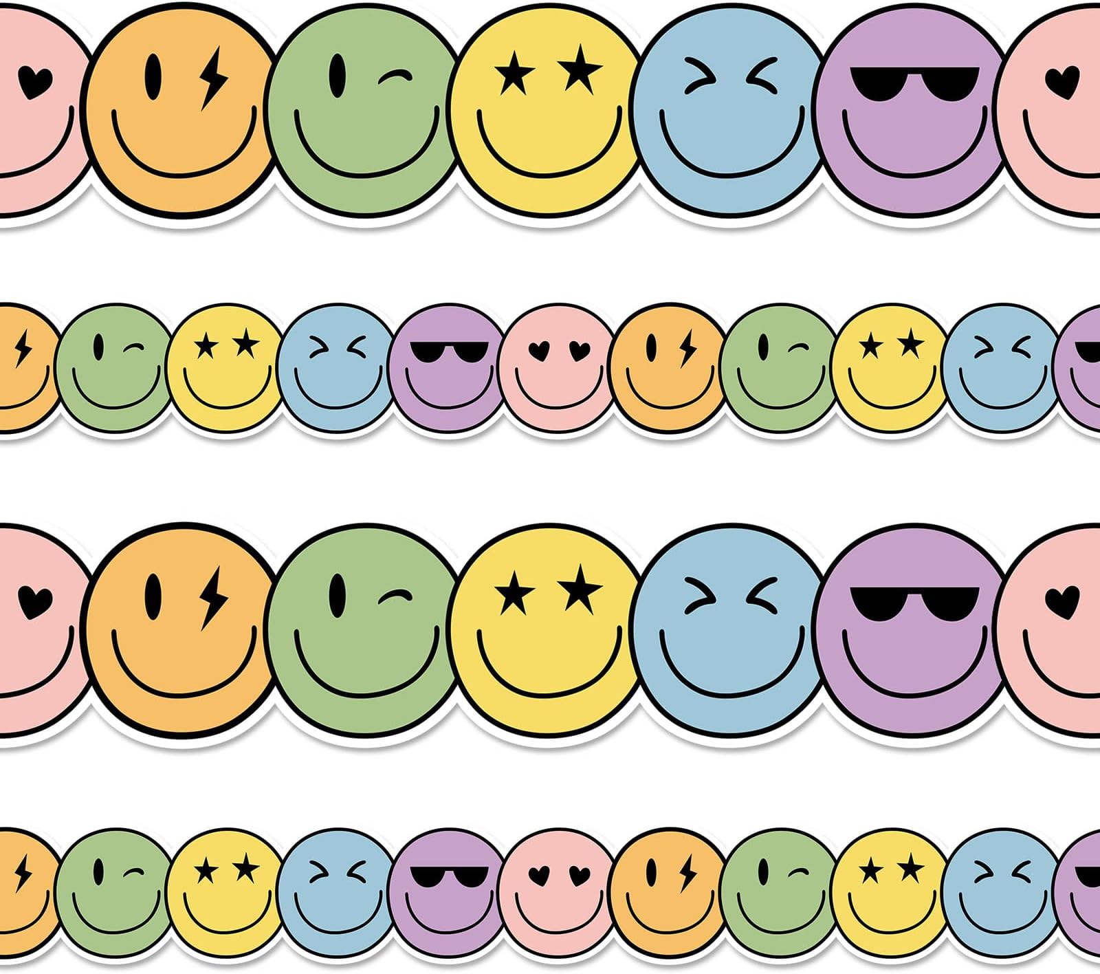 Amazon.com: Whaline 32.8Ft Back to School Preppy Happy Face Bulletin ...