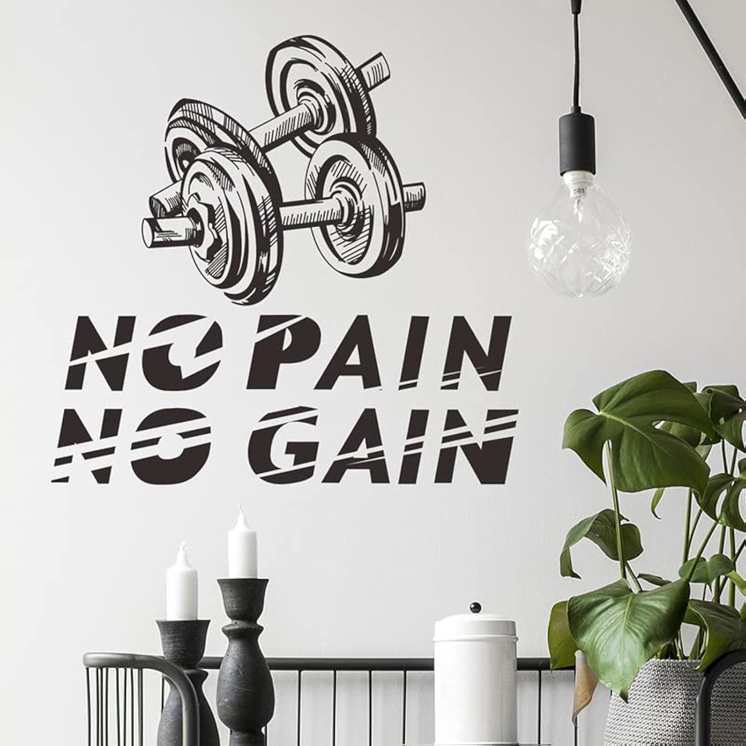 Amazon.com: fanquare Home Gym Wall Decals No Pain No Gain Inspirational ...