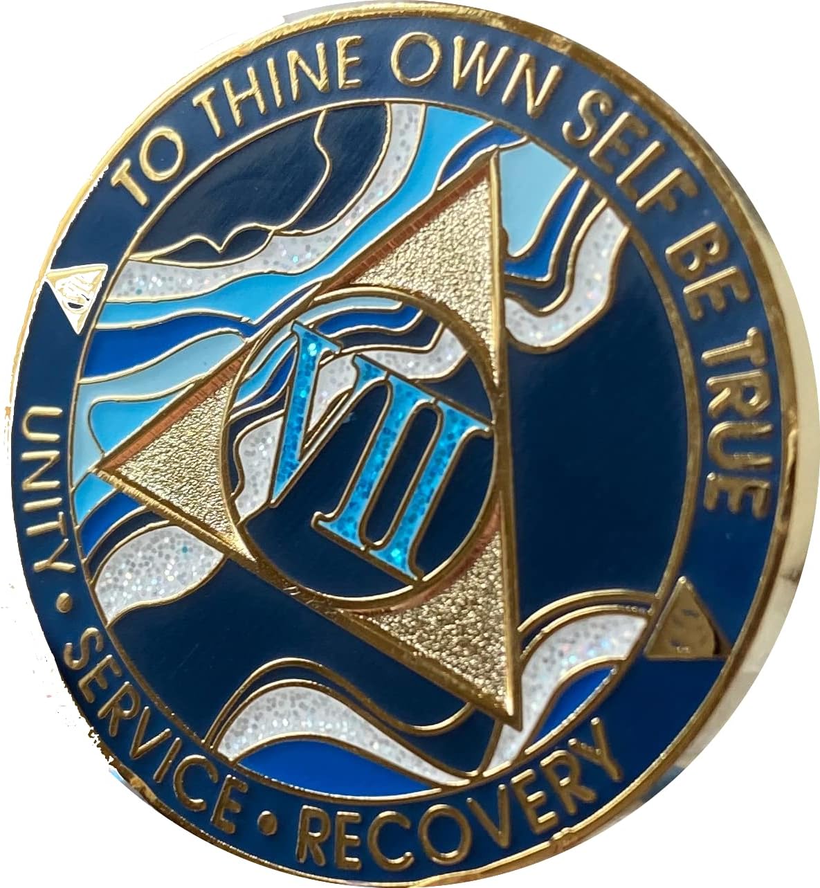 Amazon.com : 7 Year AA Medallion Elegant Marble Blue and Gold Plated ...
