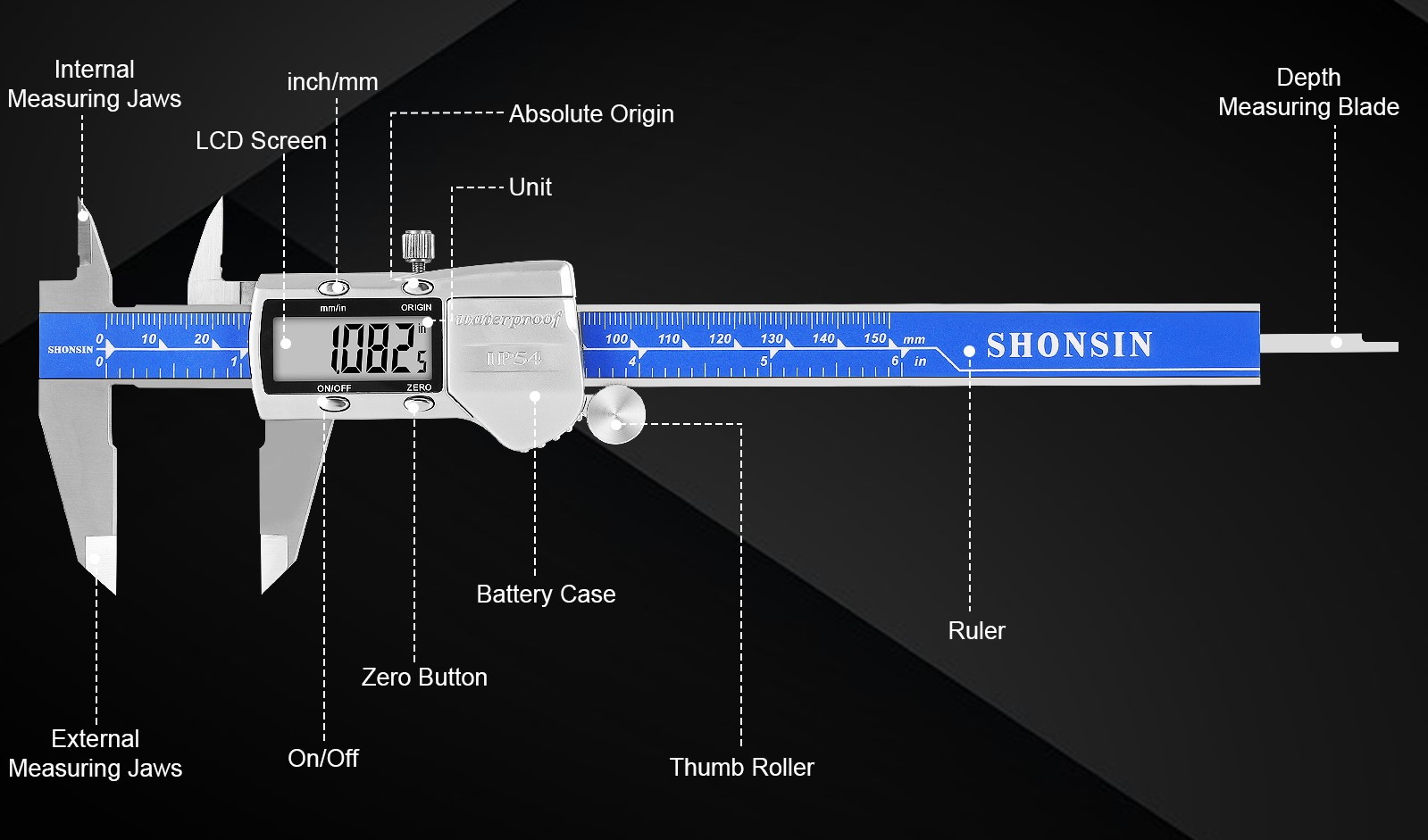 Watch SHONSIN Absolute Scale Digital Caliper 6"/150mm IP54 on Amazon Live